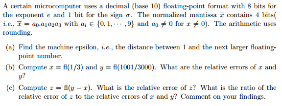 A certain microcomputer uses a decimal (base 10) | Chegg.com