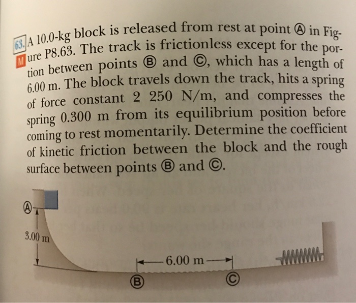 Solved 10 0-kg block is released from rest at point (A) in | Chegg.com