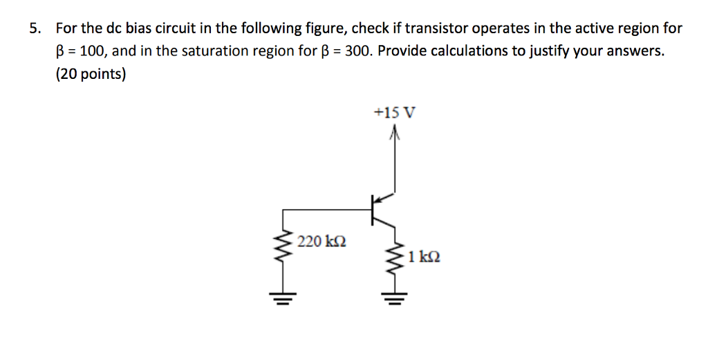 Solved For the dc bias circuit in the following figure, | Chegg.com