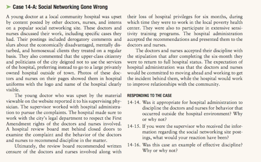 Solved Case 14-A: Social Networking Gone Wrong A young | Chegg.com