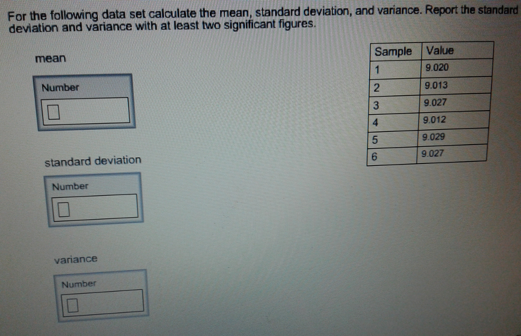Solved For the following data set calculate the mean, | Chegg.com