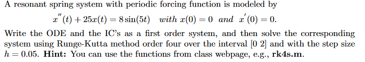 Solved A resonant spring system with periodic forcing | Chegg.com