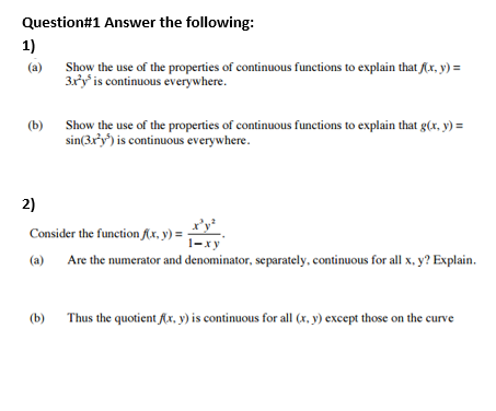 Solved Show the use of the properties of continuous | Chegg.com