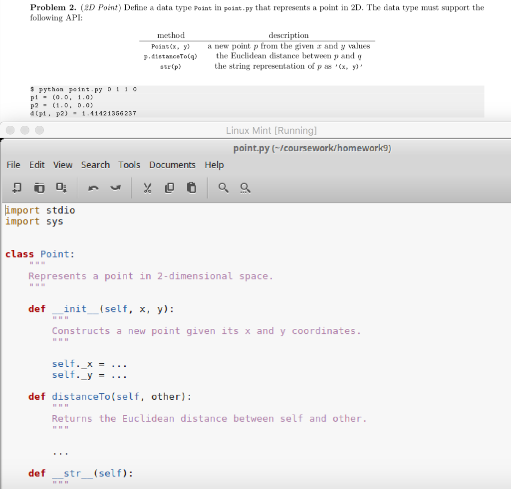 Solved Problem 2. (2D Point) Define a data type Point in | Chegg.com