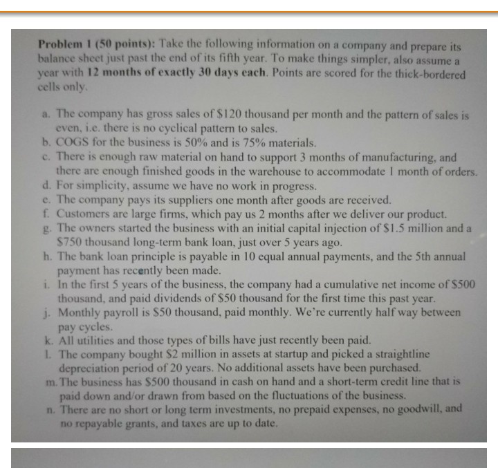 Solved Problem 1 (50 points): Take the following information | Chegg.com