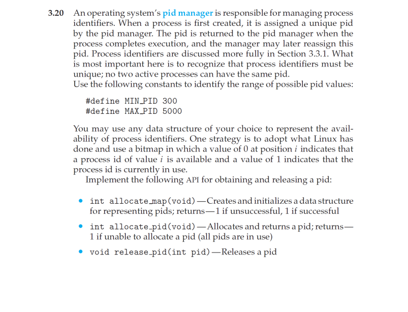 Solved 3.20 An operating system's pid manager is responsible | Chegg.com