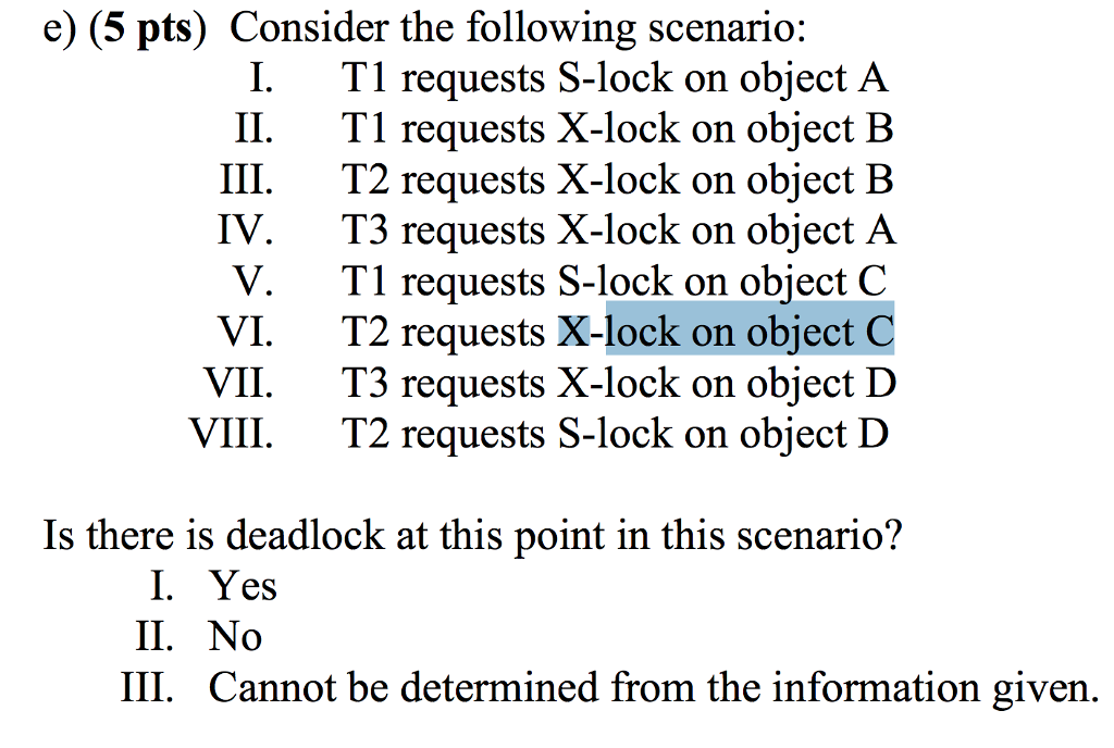 Solved Consider the following scenario: I. T1 requests | Chegg.com