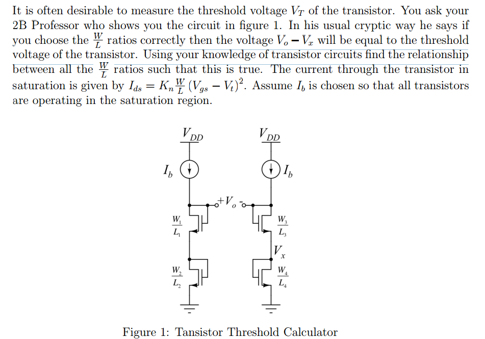 Solved It is often desirable to measure the threshold | Chegg.com