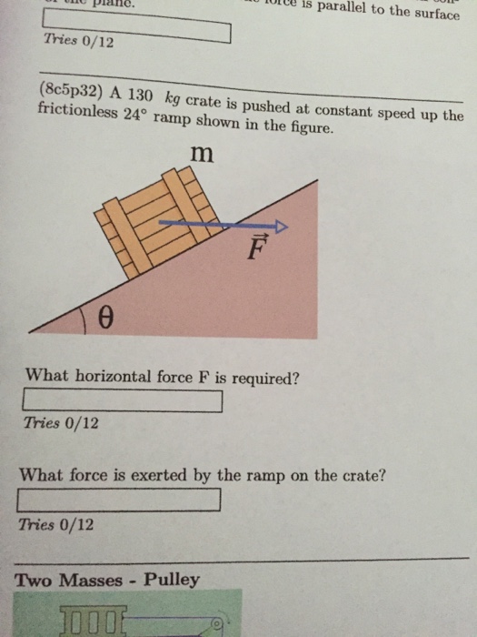 Solved A 130 kg crate is pushed at constant speed up the | Chegg.com