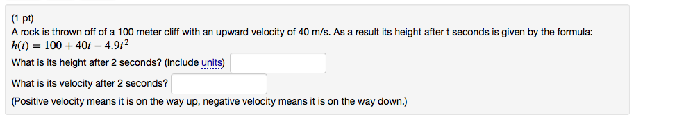 Solved A rock is thrown off of a 100 meter cliff with an | Chegg.com