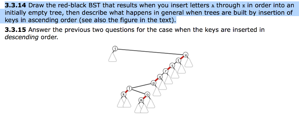 Solved 3.3.14 Draw the red-black BST that results when you | Chegg.com