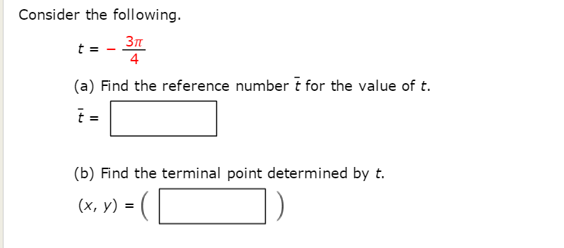 Solved Consider the following. Find the reference number t | Chegg.com