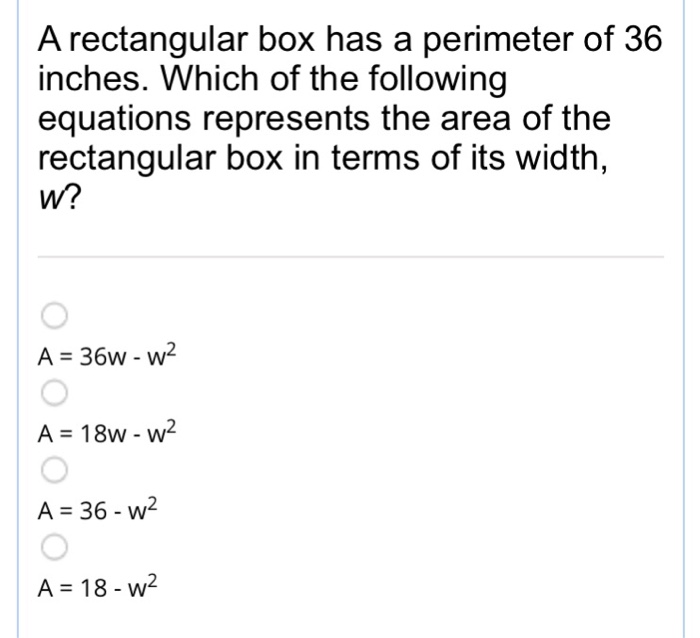 Solved A rectangular box has a perimeter of 36 inches. Which | Chegg.com