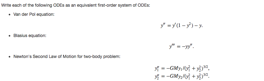 Solved Write Each Of The Following Odes As An Equivalent