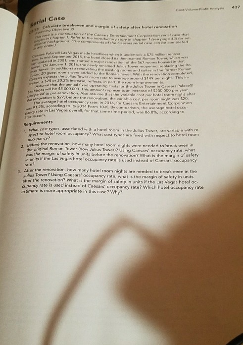 Solved rial Case Calculate breakeven and margin of cafety | Chegg.com