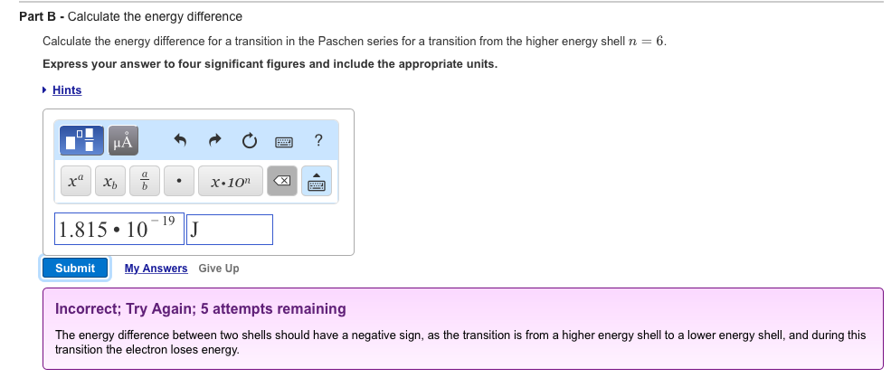 Solved Calculate the energy difference Calculate the energy | Chegg.com