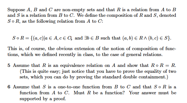 Solved Suppose A, B and C are non-empty sets and that R is a | Chegg.com