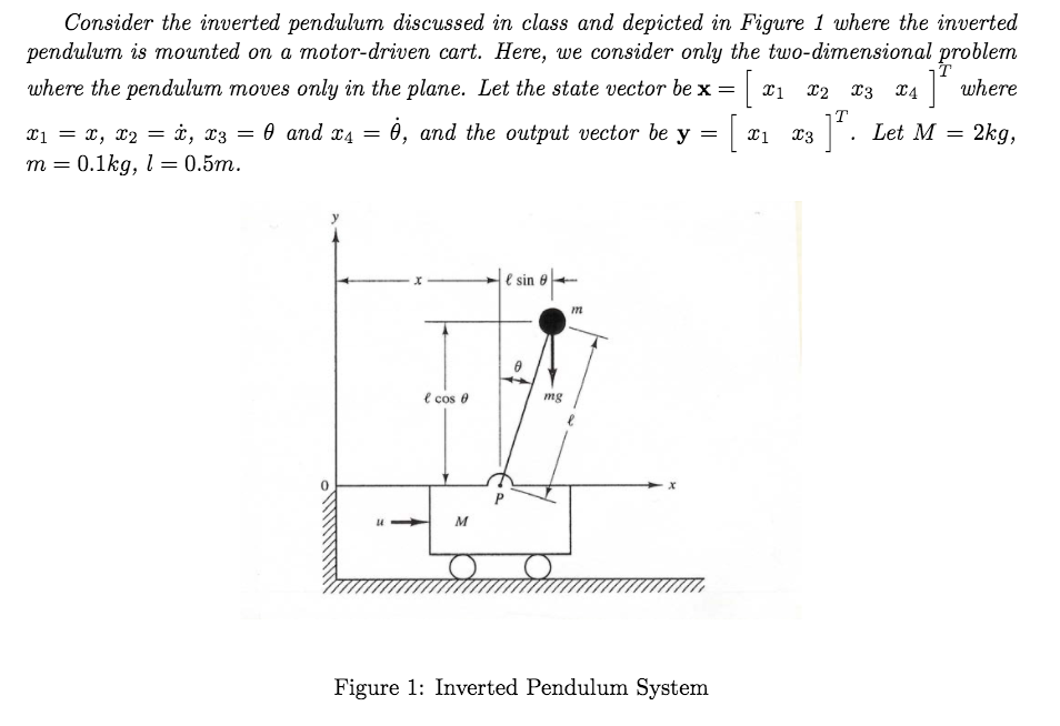 Consider the inverted pendulum discussed in class and | Chegg.com