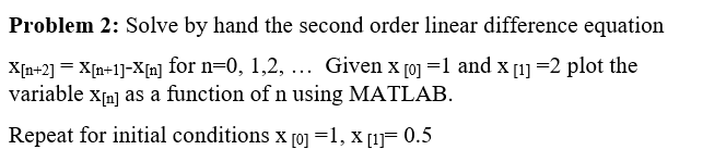 Solved Problem 2: Solve by hand the second order linear | Chegg.com