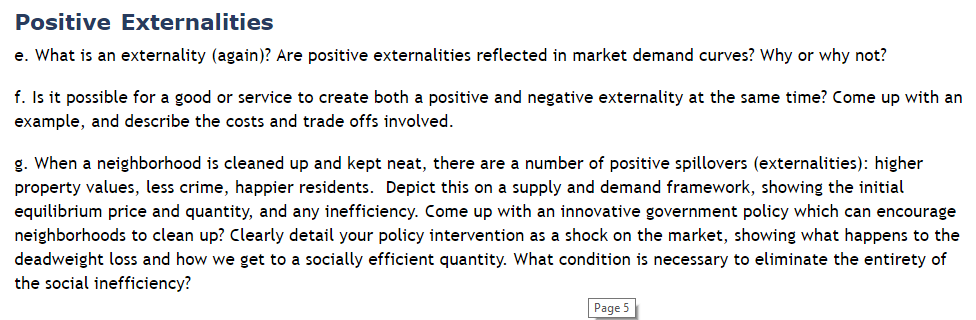 Solved What is an externality (again)? Are positive | Chegg.com