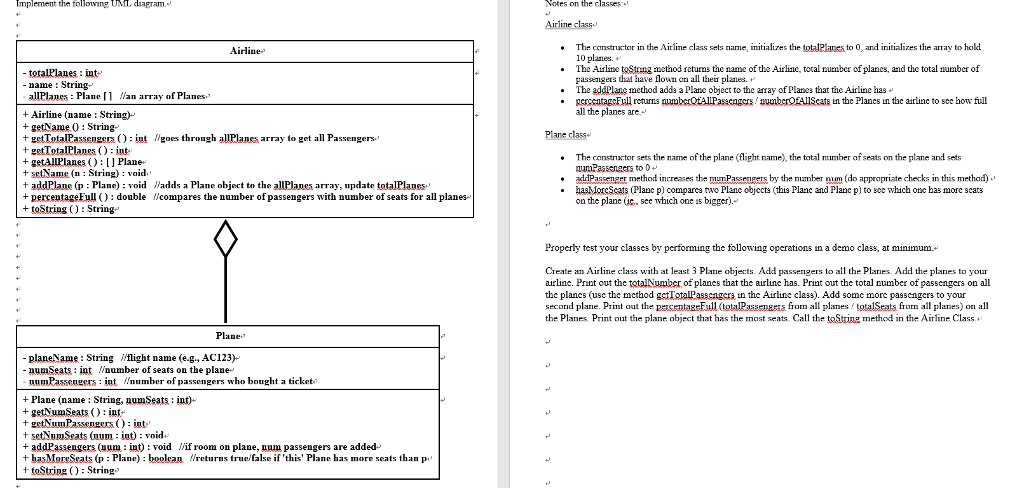 Solved Airline class The constructor in the Airline class | Chegg.com