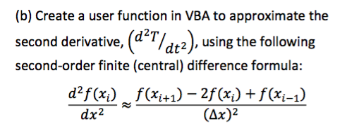Solved (b) Create a user function in VBA to approximate the | Chegg.com