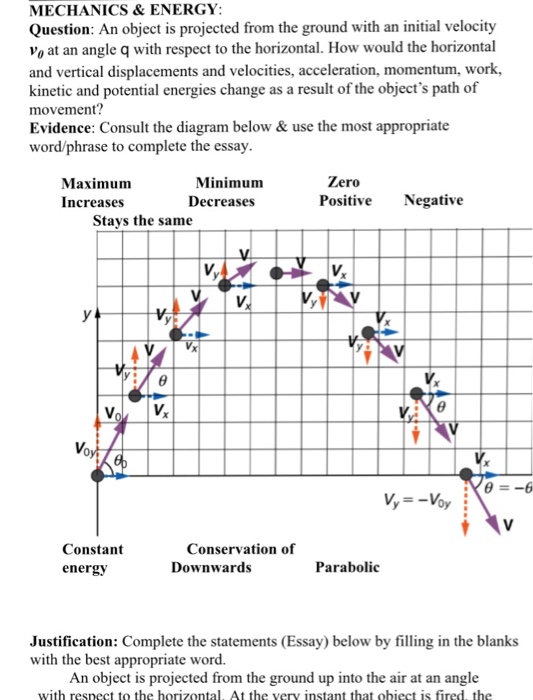 Solved MECHANICS & ENERGY Question: An object is projected | Chegg.com