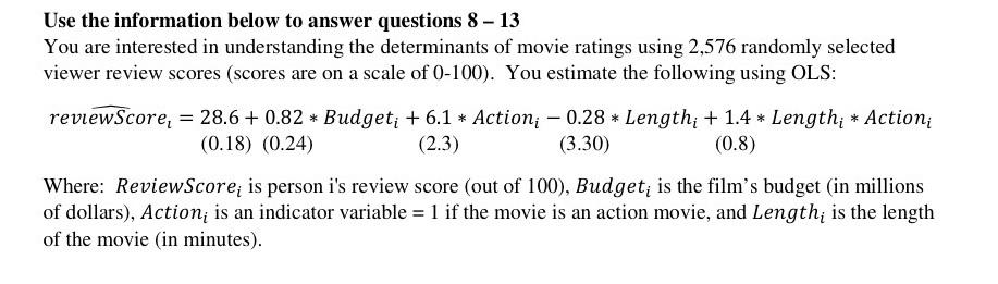 Solved Use the information below to answer questions 8 13 | Chegg.com