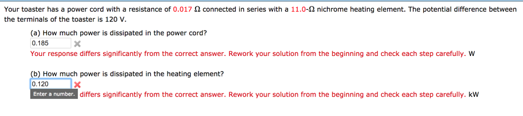 Solved Your toaster has a power cord with a resistance of | Chegg.com