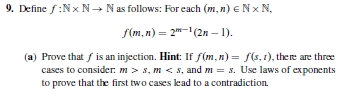 Solved Define f:N times N rightarrow N as follows: For each | Chegg.com