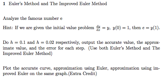 Solved Euler S Method And The Improved Euler Method Analyze