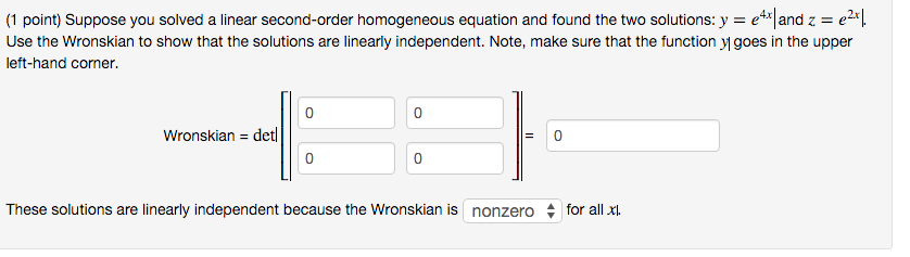 Solved (1 point) Suppose you solved a linear second-order | Chegg.com