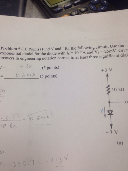 Solved Find V and I for the following circuit. Use the | Chegg.com