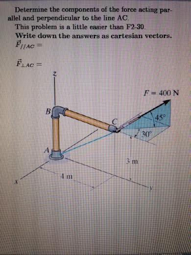 Solved Determine the components of the force acting parallel | Chegg.com