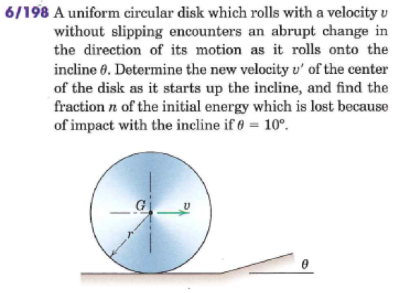 A uniform circular disk which rolls with a velocity v | Chegg.com