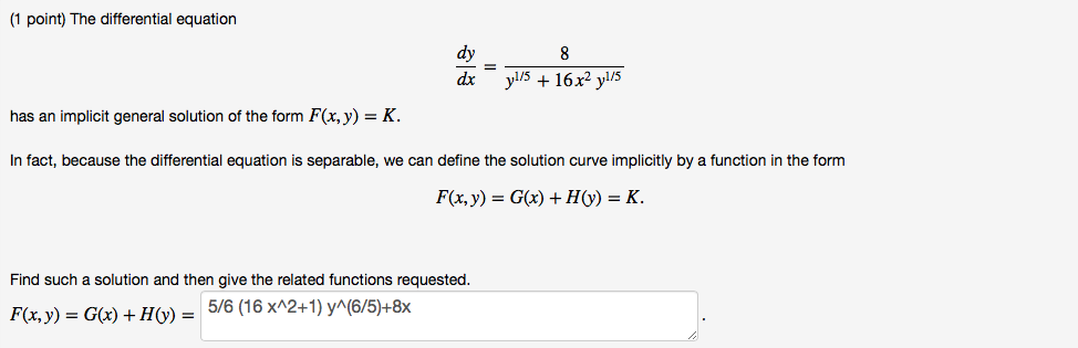 Solved The differential equation has an implicit general | Chegg.com