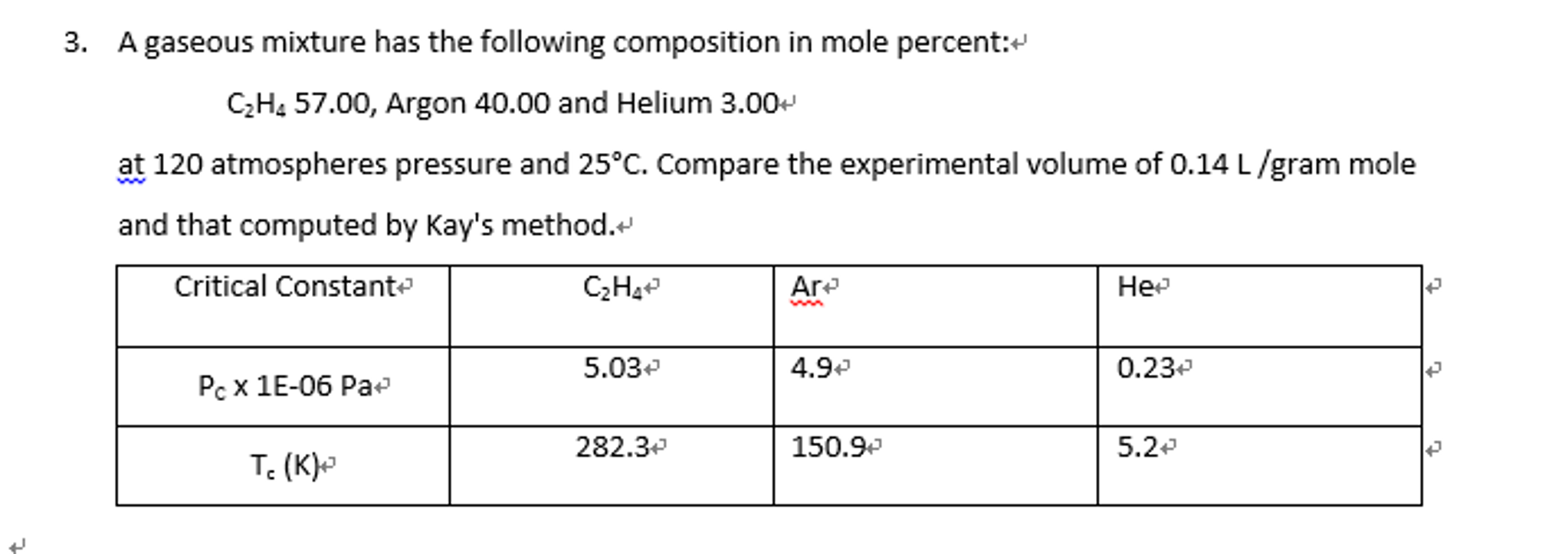 Solved A gaseous mixture has the following composition in | Chegg.com