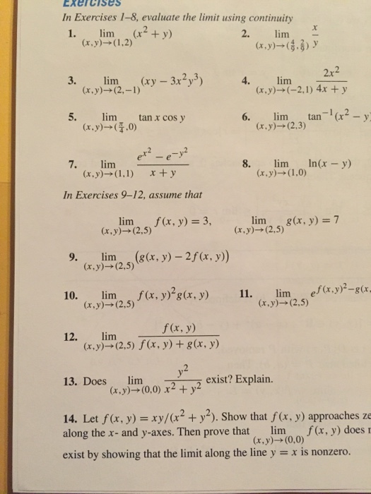 Solved ExCrCises In Exercises 1-8, evaluate the limit using | Chegg.com