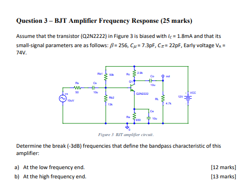 Solved Question 3- BJT Amplifier Frequency Response (25 | Chegg.com
