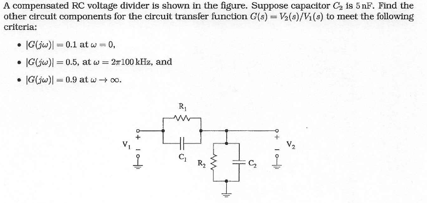 Solved A compensated RC voltage divider is shown in the | Chegg.com