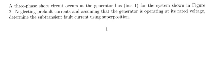 A three-phase short circuit occurs at the generator | Chegg.com