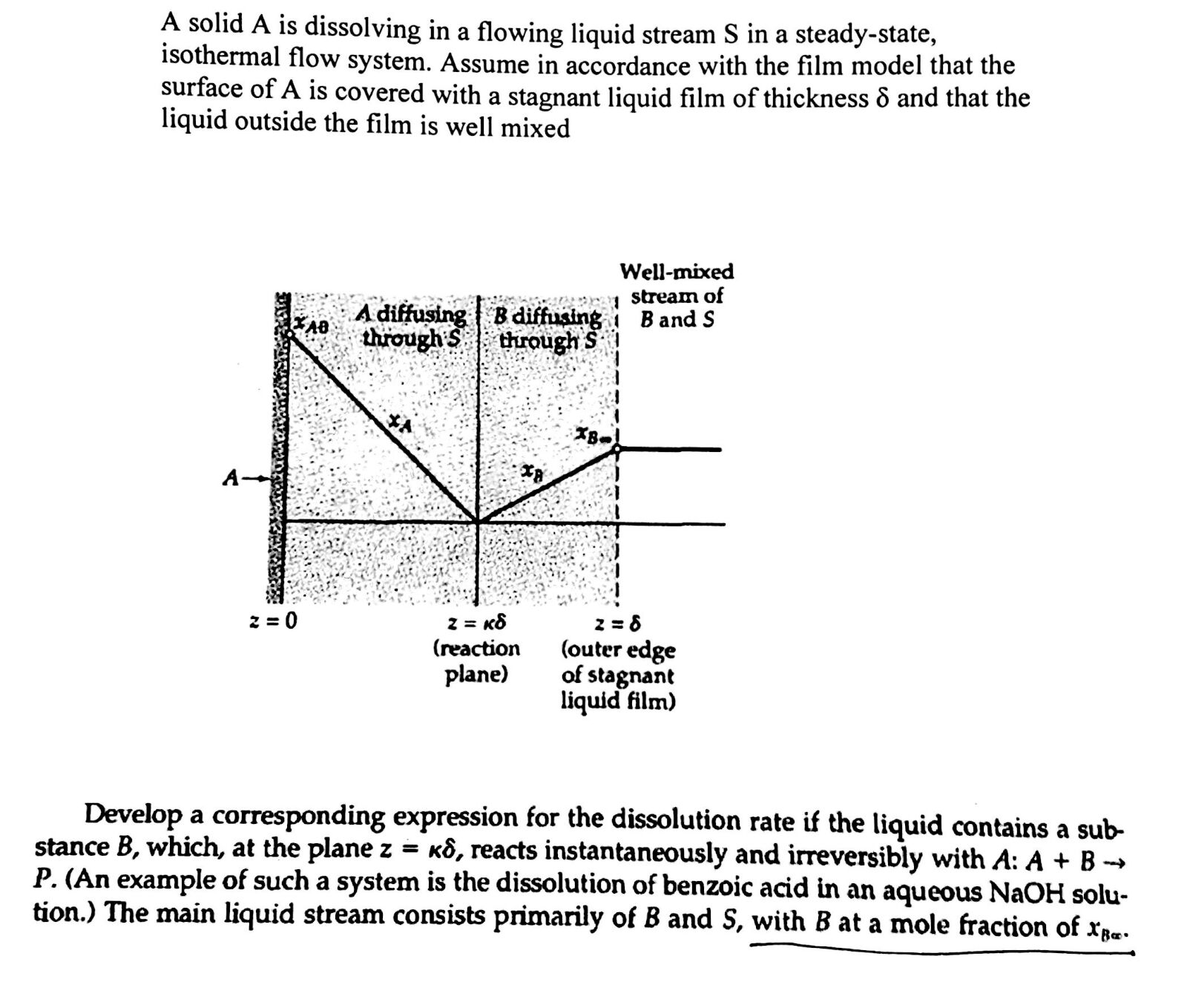 A solid A is dissolving in a flowing liquid stream S | Chegg.com
