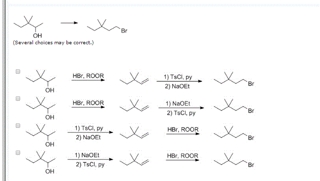Solved OH Several choices may be correct 1) TsCl, py 2) | Chegg.com