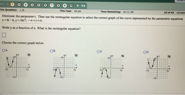 Solved eliminate the parameter | Chegg.com