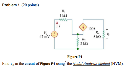 Solved Find v_o in the circuit of Figure P1 using* the Nodal | Chegg.com