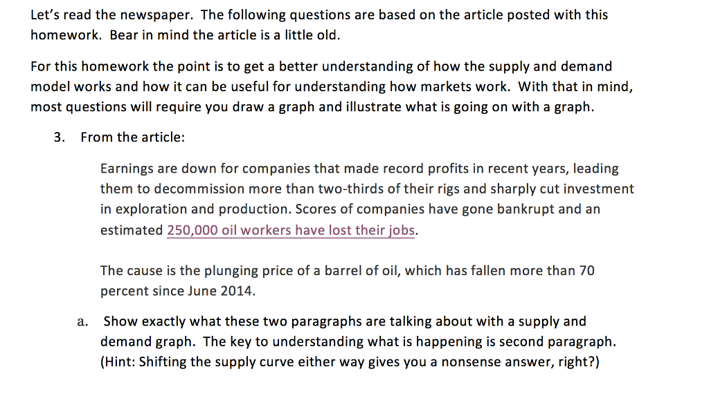 Solved Let's read the newspaper. The following questions are | Chegg.com