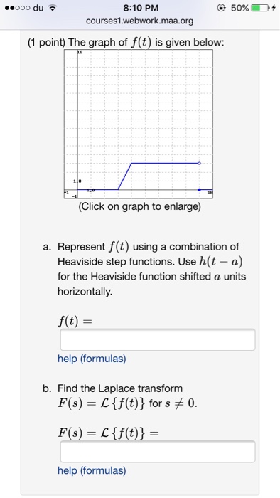 Solved The graph of f(t) is given below: Represent f(t) | Chegg.com