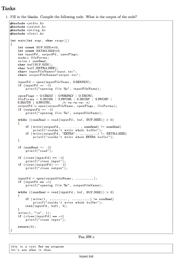 Solved Tasks 1. Fill in the blanks. Compile the following | Chegg.com