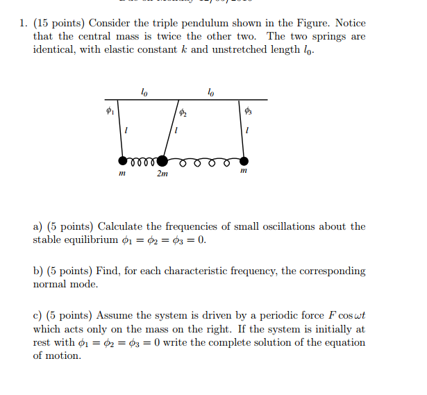 Consider the triple pendulum shown in the Figure. | Chegg.com