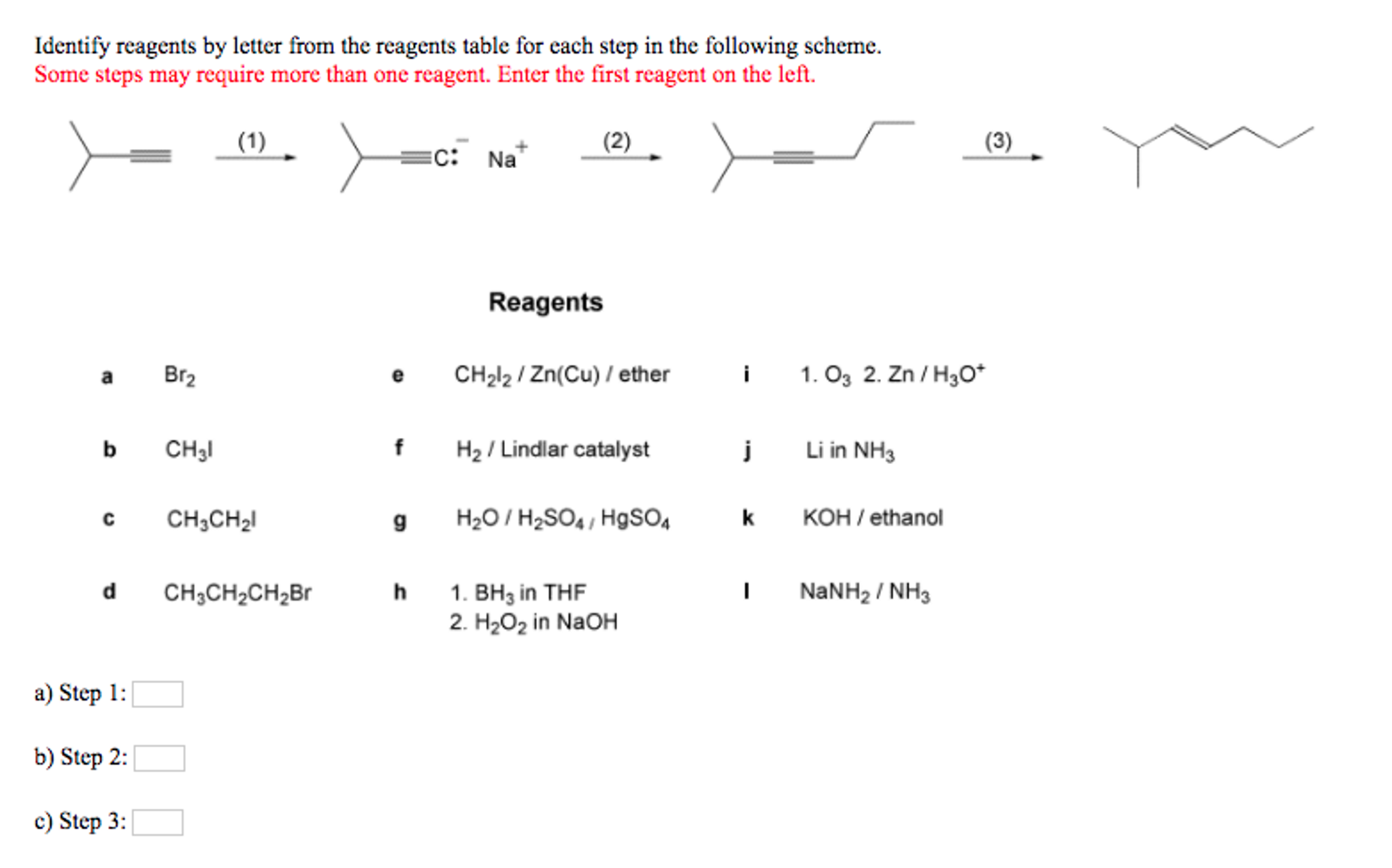Solved Identify reagents by letter from the reagents table | Chegg.com Solved Identify reagents by letter from the reagents table | Chegg.com